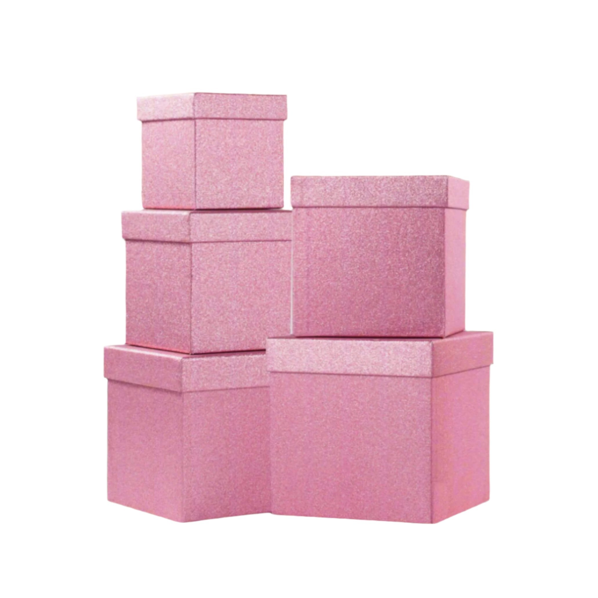Posh Paper Gift Boxes, Christmas Gift Boxes, Pink - Pack of 5