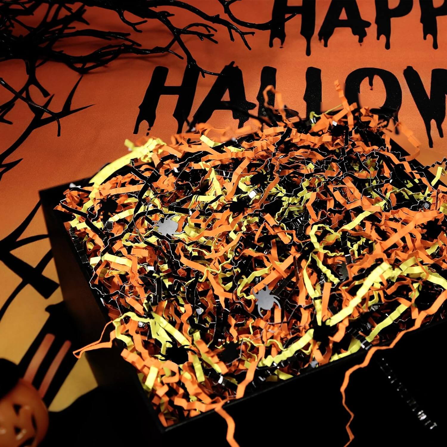 Halloween Themed Matallic Spider Crinkle Cut Paper Filler – Posh Paper